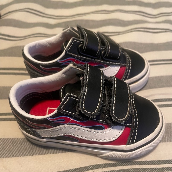 Vans | Shoes | Vans Flame Redblack Velcro | Poshmark